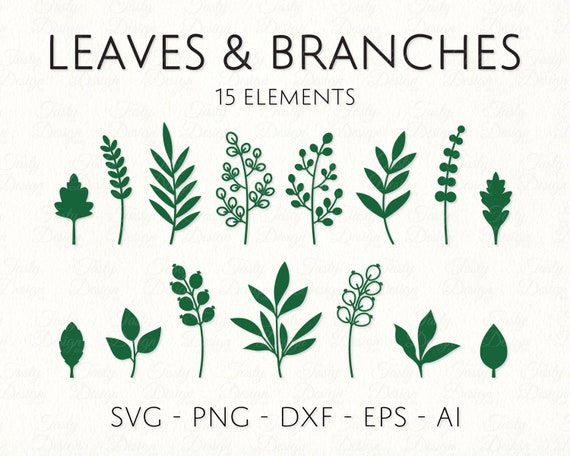 Leaves Svg Branch Cut File Foliage Bundle Greenery for Rolled | Etsy