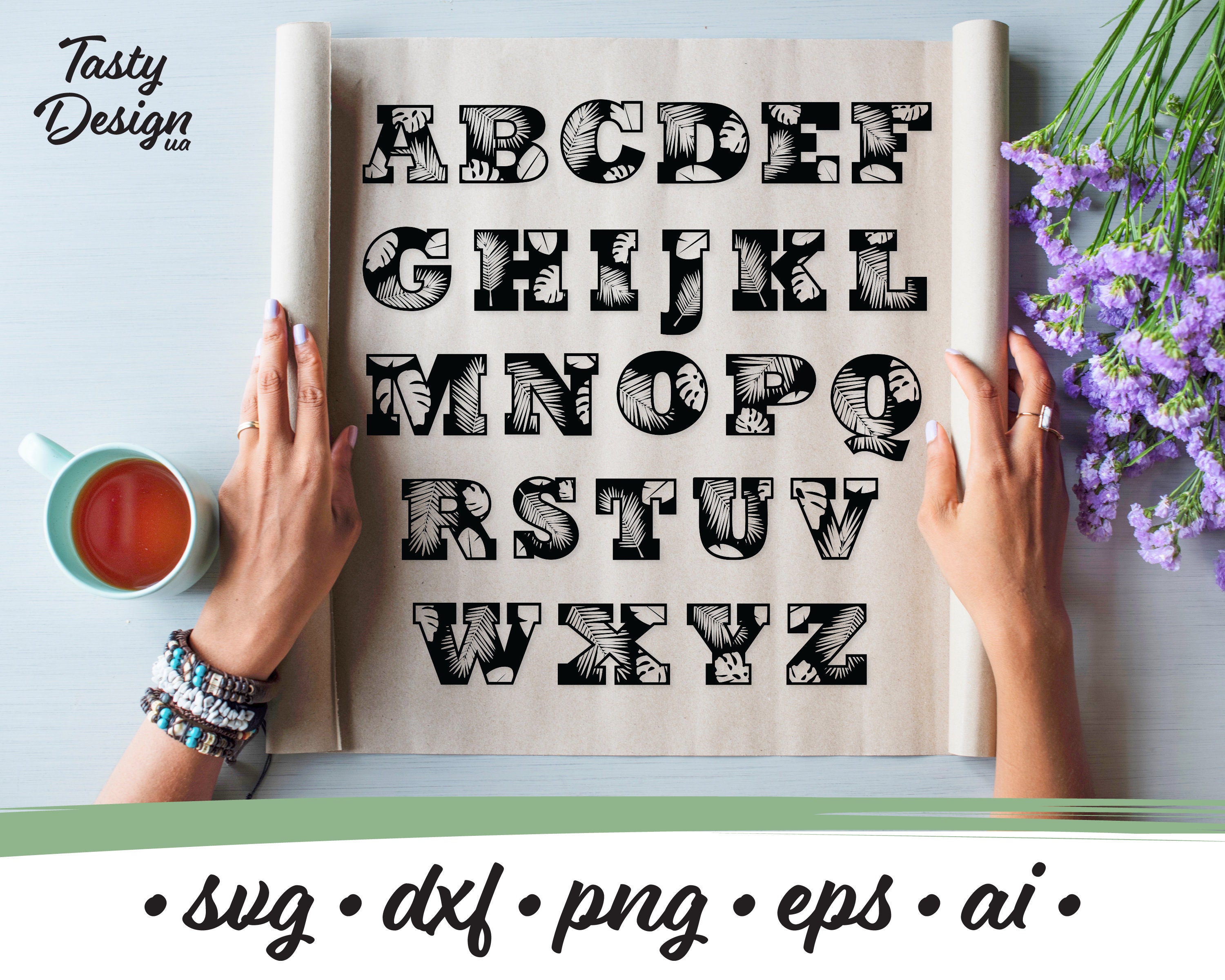 Summer Monogram Svg Tropical Monogram Svg Tropical Alphabet Cut File ...