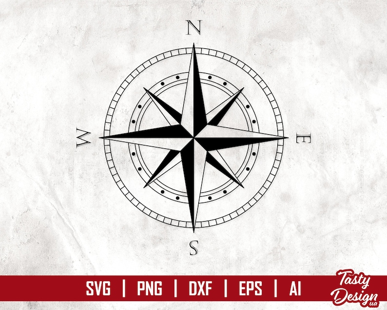 Nautical Compass Svg Dxf Png Mariner's Compass Svg Rose | Etsy