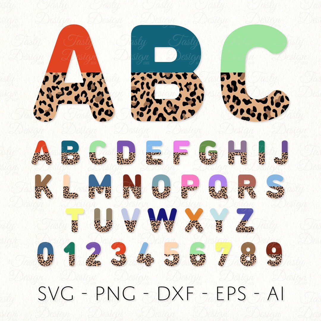 Half Leopard Letters SVG PNG DXF Animal Print Font Wildcat Alphabet ...