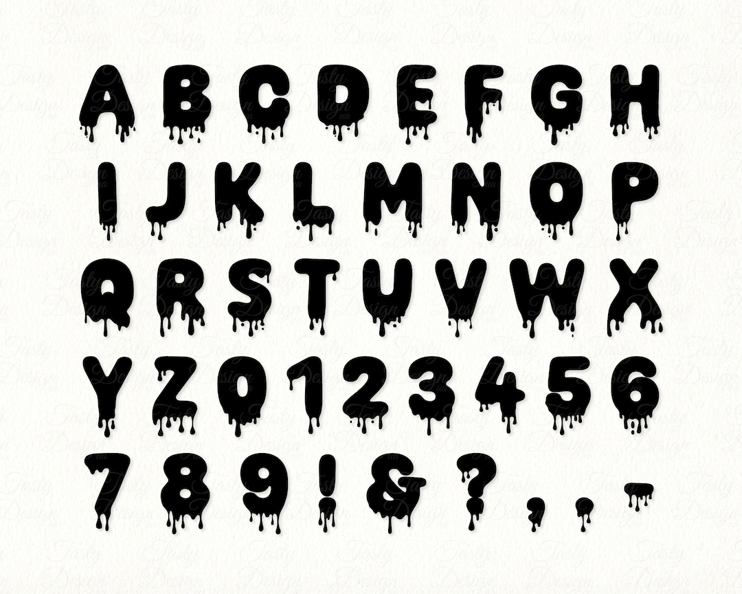Dripping Font SVG Halloween Alphabet PNG Spooky Letters Bloody Numbers ...