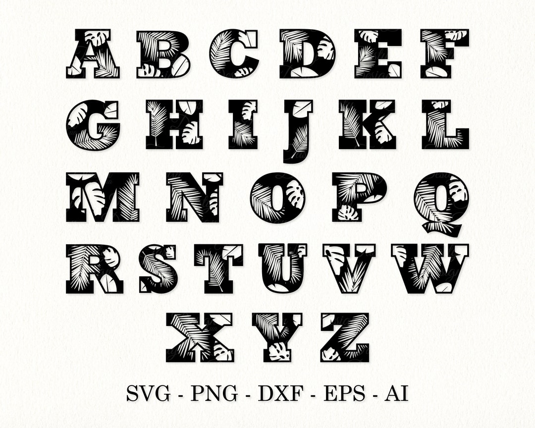 Summer Monogram Svg Tropical Monogram Svg Tropical Alphabet Cut File ...
