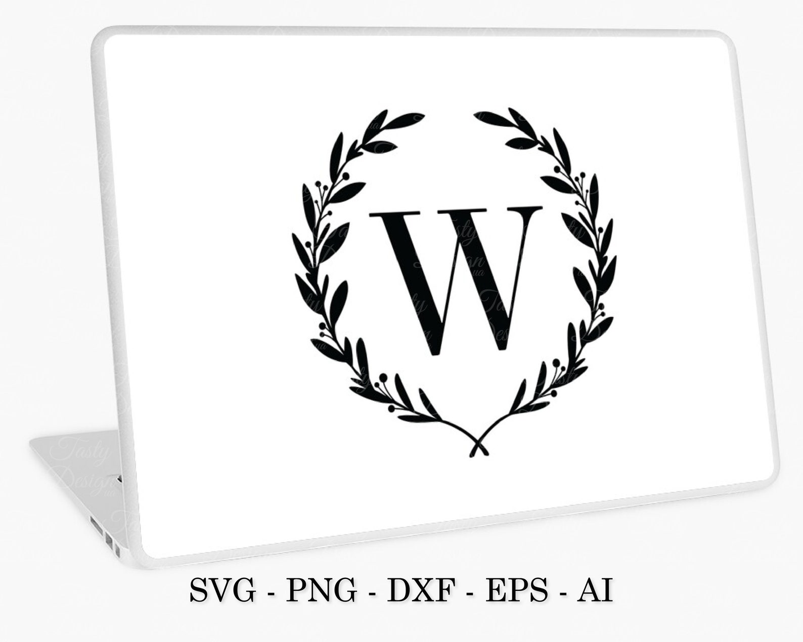 Laurel Wreath Monogram Svg Laurel Letters Monogram Alphabet | Etsy