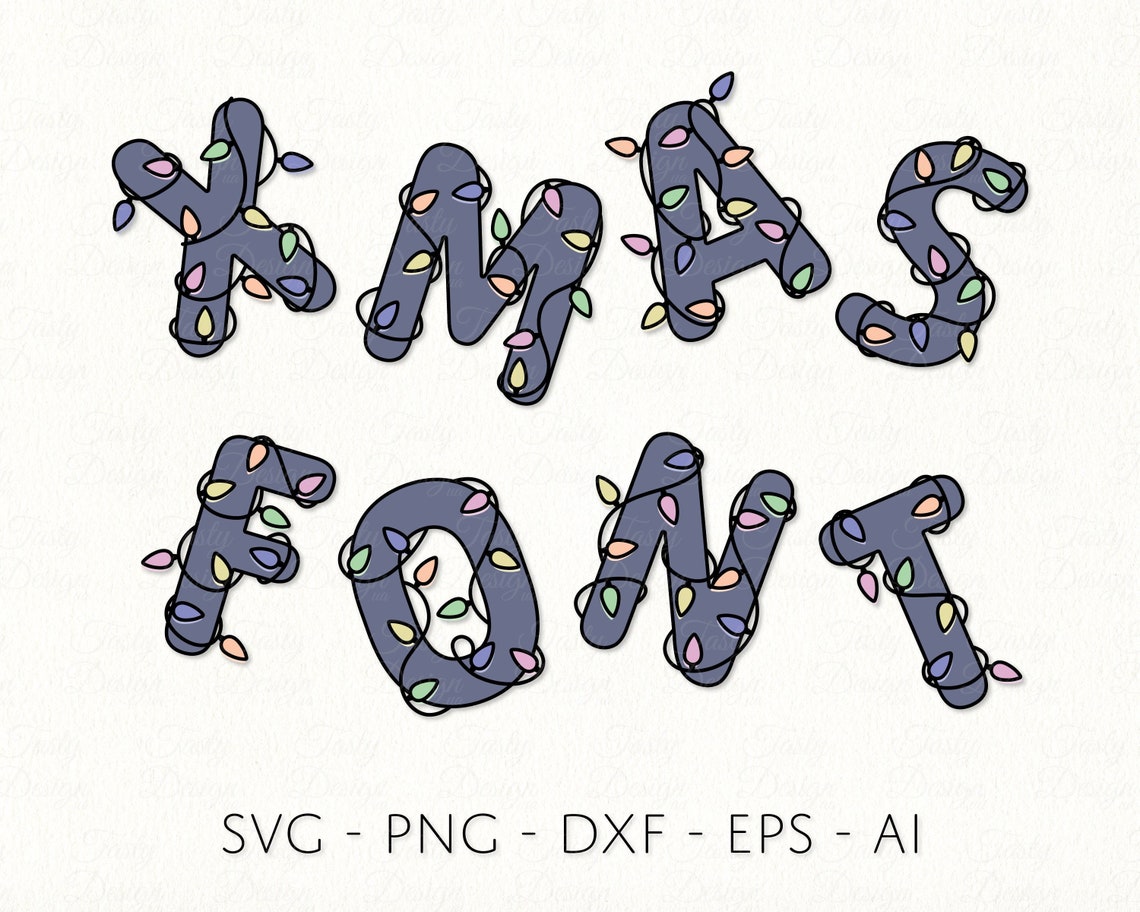Christmas Lights Font SVG Files Winter Holidays Family - Etsy