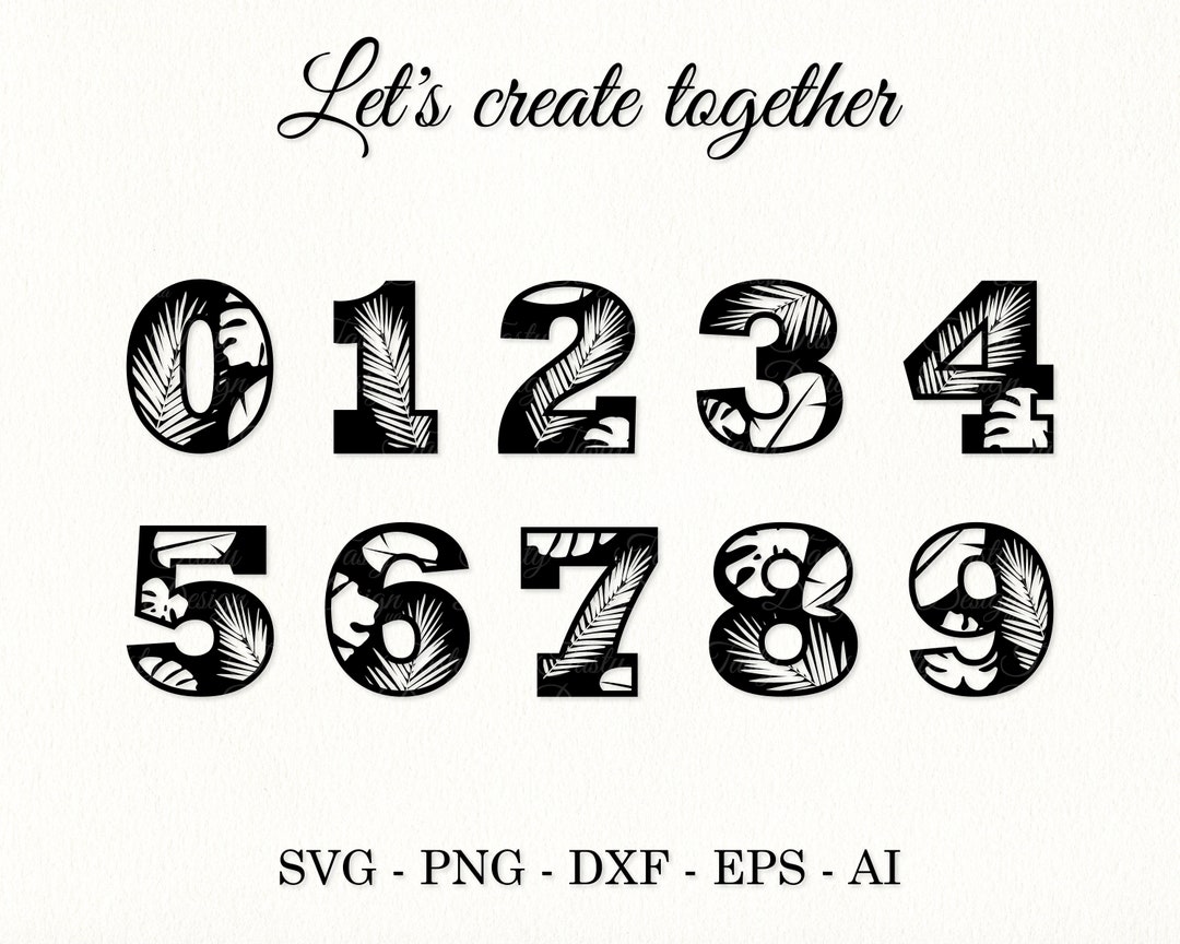 Tropical Numbers SVG Palm Leaves Numbers Svg Cut File Summer Time ...