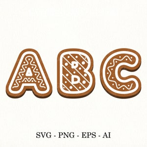Gingerbread Font Svg Christmas Alphabet Cut File Winter Baking Font ...