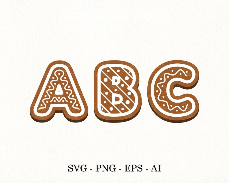 Gingerbread Font Svg Christmas Alphabet Cut File Winter Baking Font ...