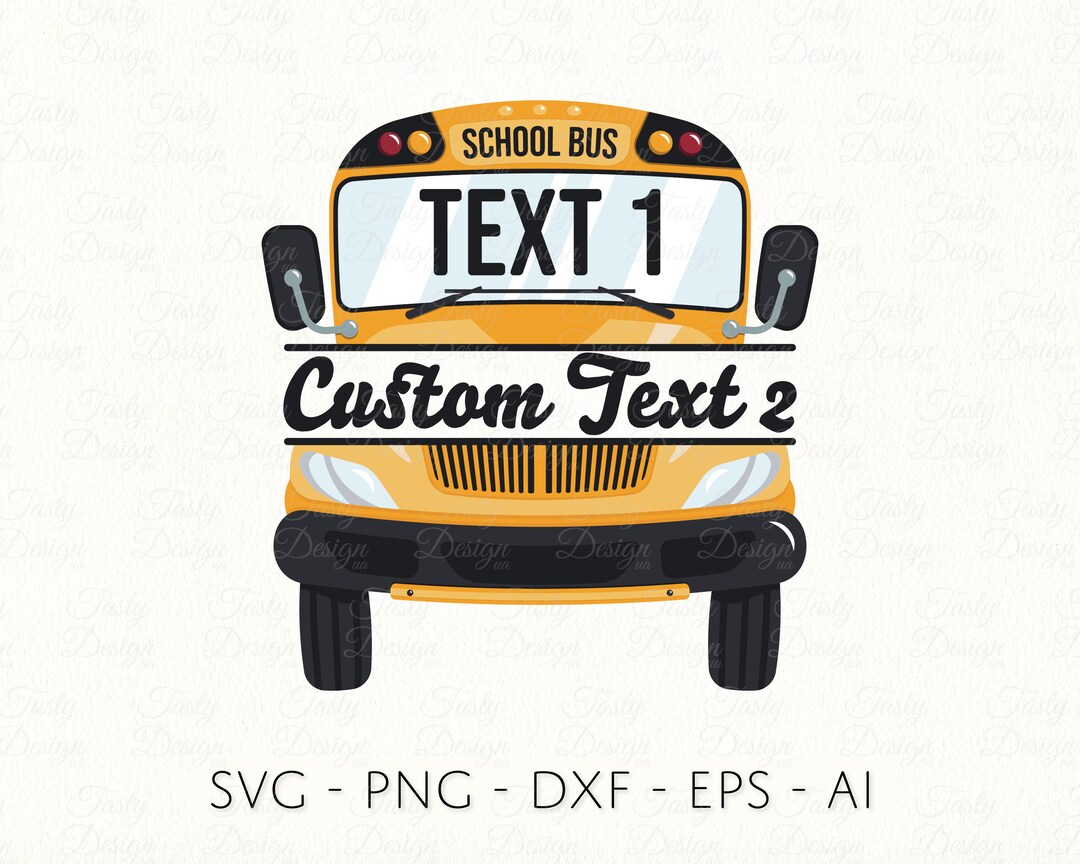 School Bus Custom Sign SVG PNG DXF Personalized Split Name Frame - Etsy