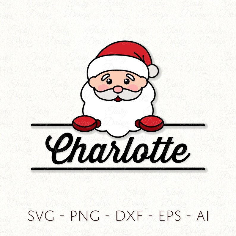 Santa Claus Face SVG Layered Christmas Split Name Frame Cut File ...