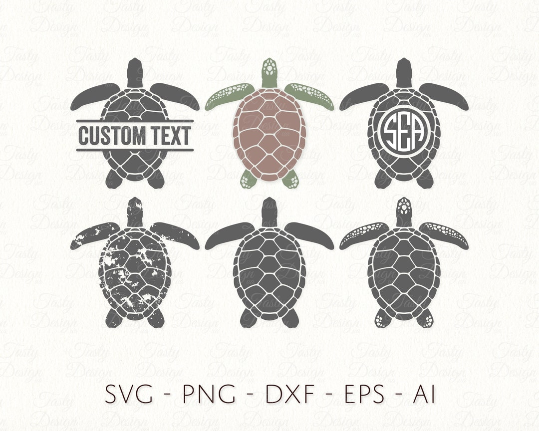 Sea Turtle SVG PNG Split Frame Round Monogram Template Sublimation ...