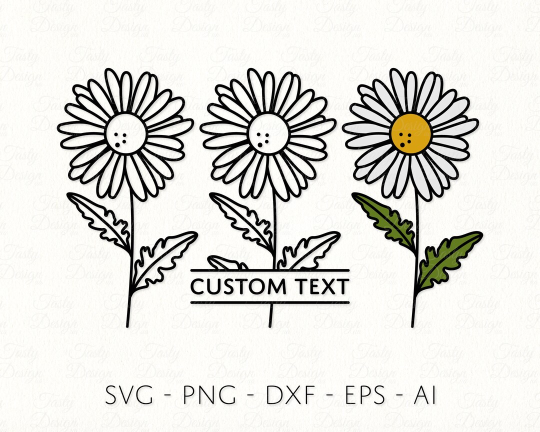 Daisy SVG April Birth Month Flower PNG Split Name Frame Sublimation ...