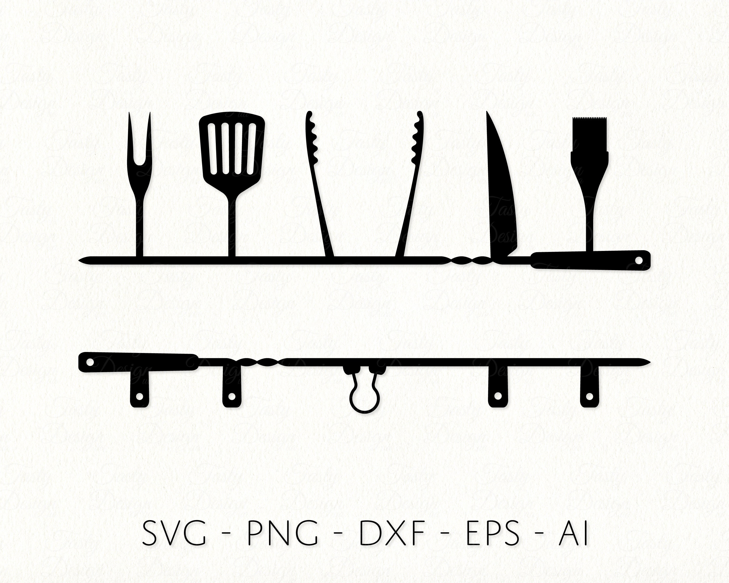 Grill Tools Split Frame SVG Barbecue Dad Name Cut File Custom - Etsy