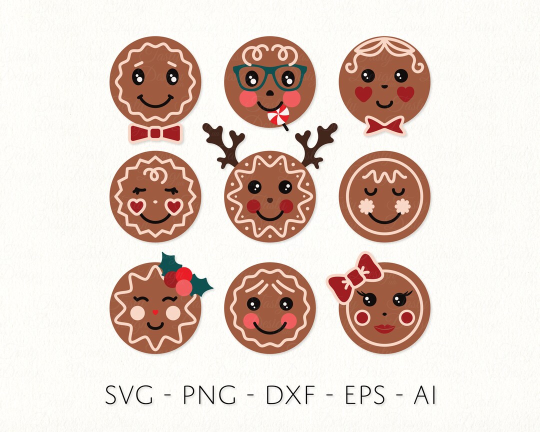 Gingerbread Face SVG Cookie Face PNG Gingerman Cut File Funny Christmas ...