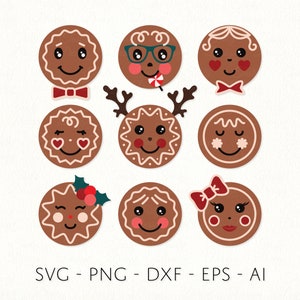 Gingerbread Face SVG Cookie Face PNG Gingerman Cut File Funny Christmas ...