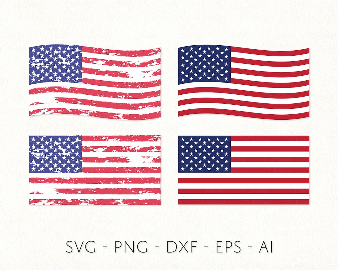 American Flag SVG Distressed USA Flag Vector Layered Flag United States ...