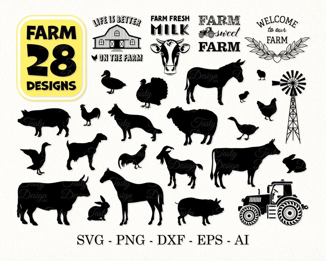 Farm Svg Bundle Farm Animal Svg Barn Animals Svg Farm Quotes Cut File ...