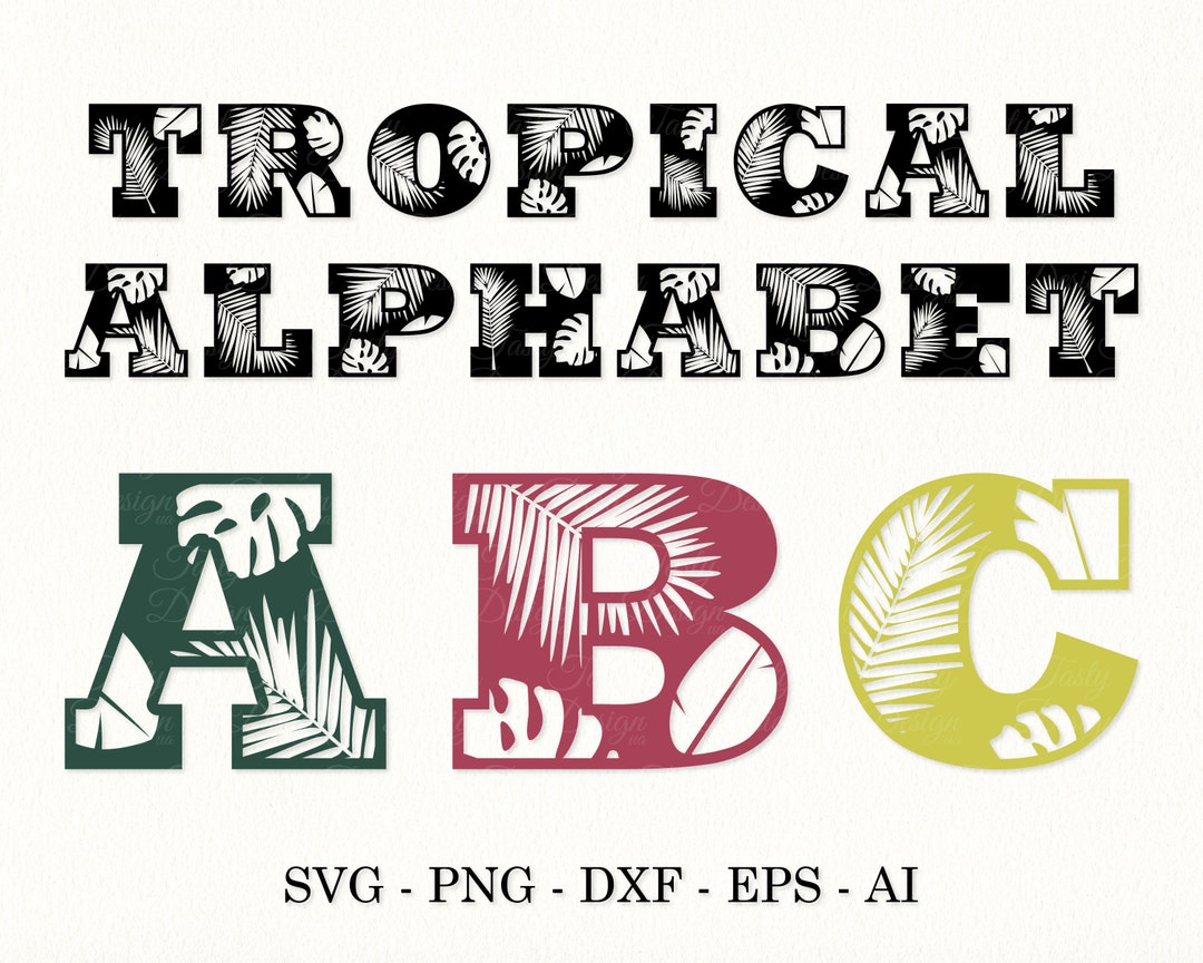 Summer Monogram Svg Tropical Monogram Svg Tropical Alphabet - Etsy