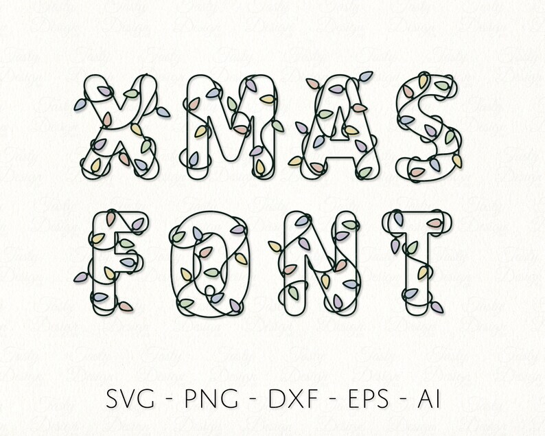 Christmas Lights Alphabet Svg Letters and Numbers With String Lights ...