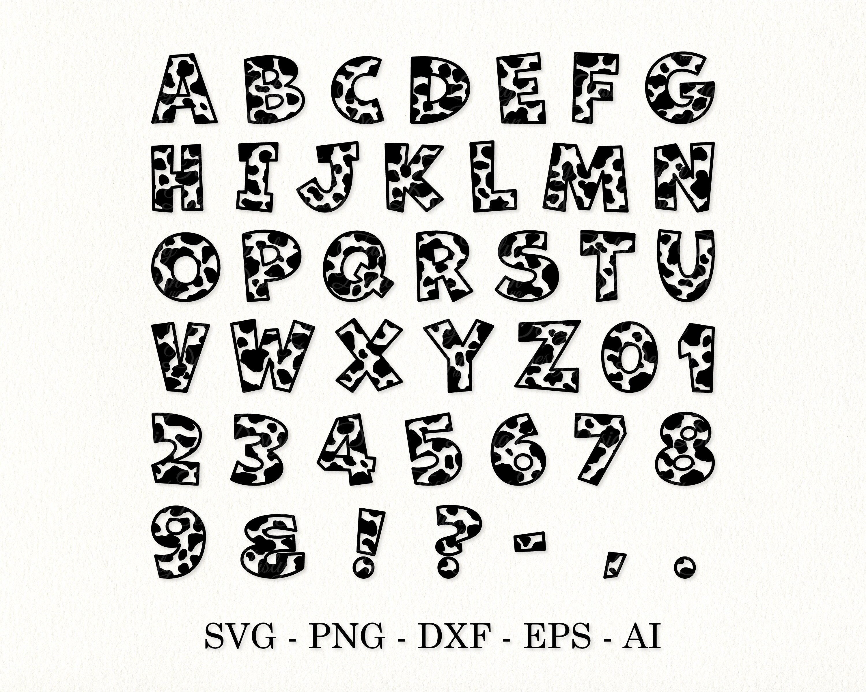 Fuente de vaca svg Fuente de granja svg Alfabeto animal svg - Etsy España