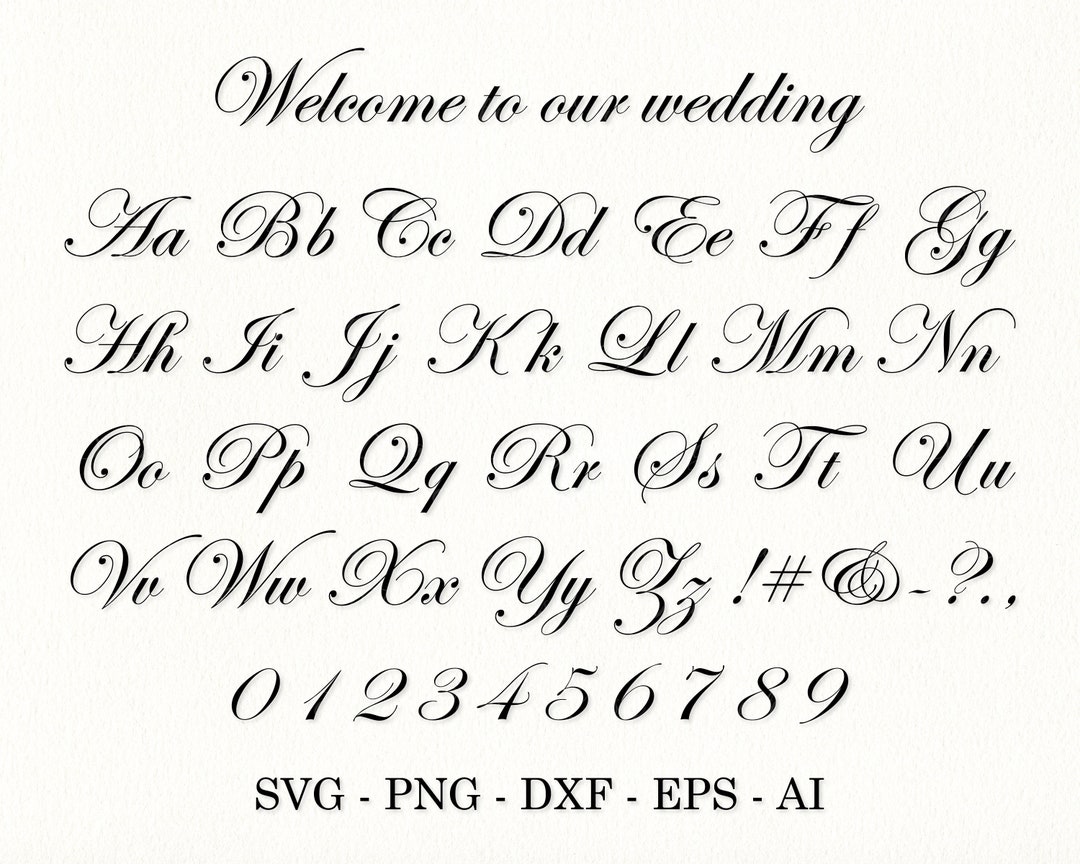 Wedding alphabet svg Wedding letters svg Cursive monogram svg cut file ...