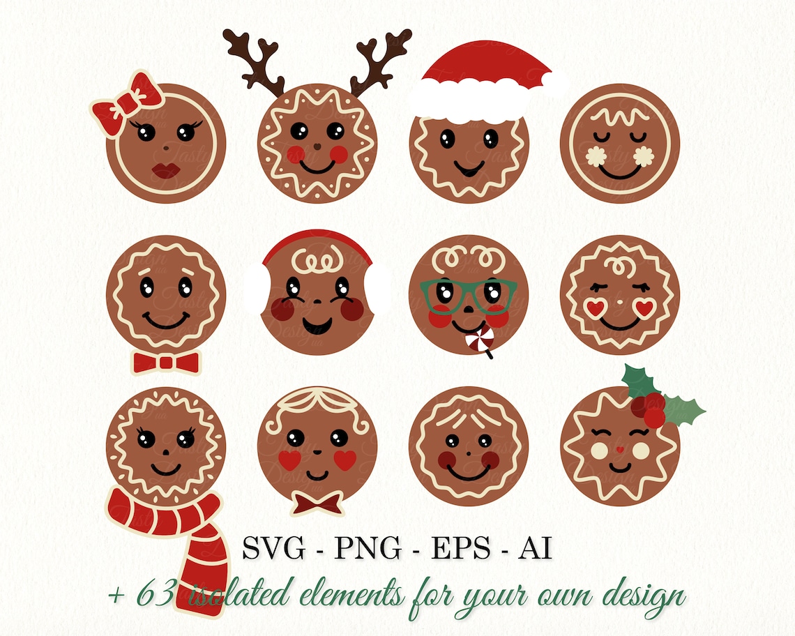 Gingerbread Face Svg Cookie Face Svg Gingerman Cut File Funny | Etsy