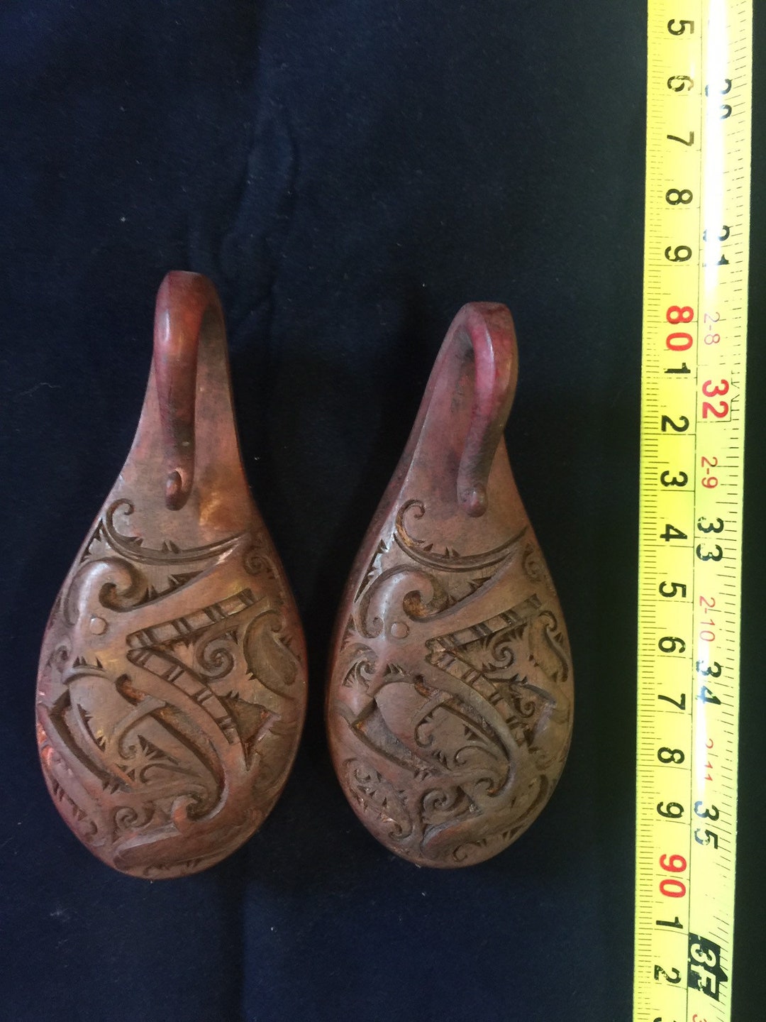 DE01# Dayak Traditional Wooden Earring Piercing Stud Kalimantan Borneo ...