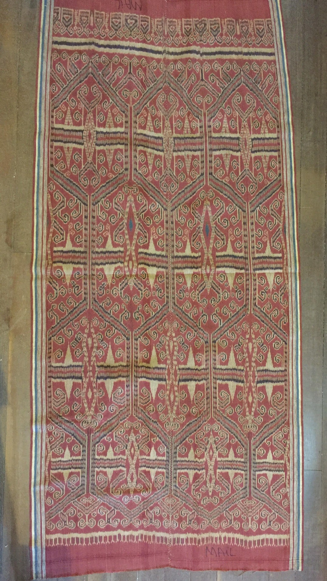 P002 Awesome Dayak Iban Charm Ritual Old Ikat Pua Kumbu Ikat Sarawak ...