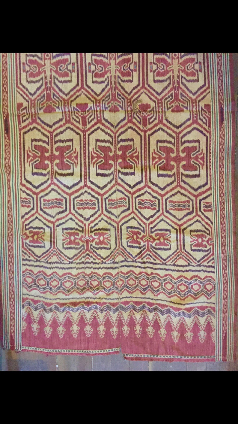 P001 Awesome Dayak Iban Ikat Charm Ritual Old Pua Kumbu Sarawak Borneo ...