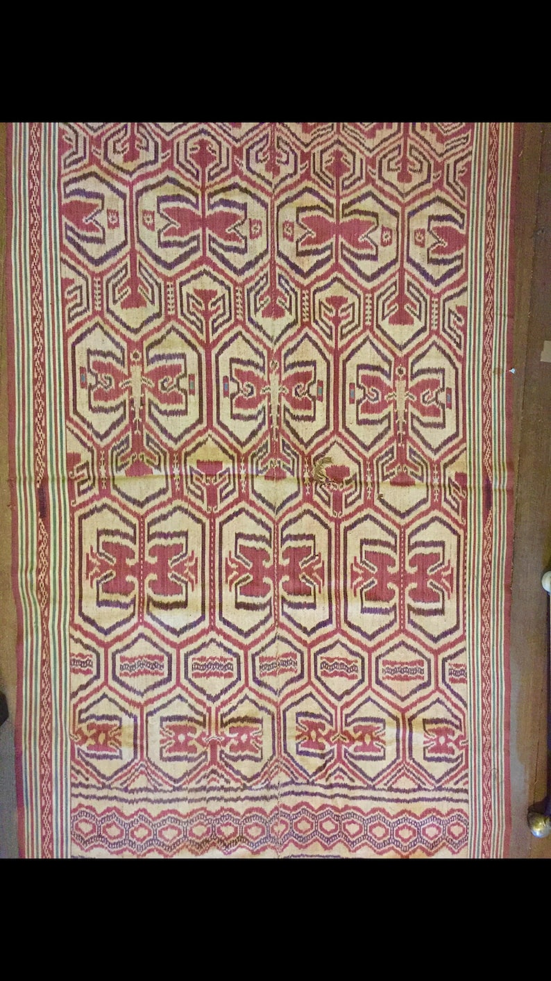 P001 Awesome Dayak Iban Ikat Charm Ritual Old Pua Kumbu Sarawak Borneo ...