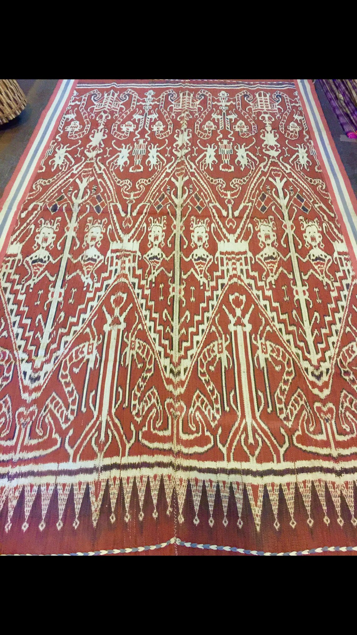 P003 Awesome Dayak Iban Charm Ritual Old Pua Kumbu Ikat Sarawak Borneo ...