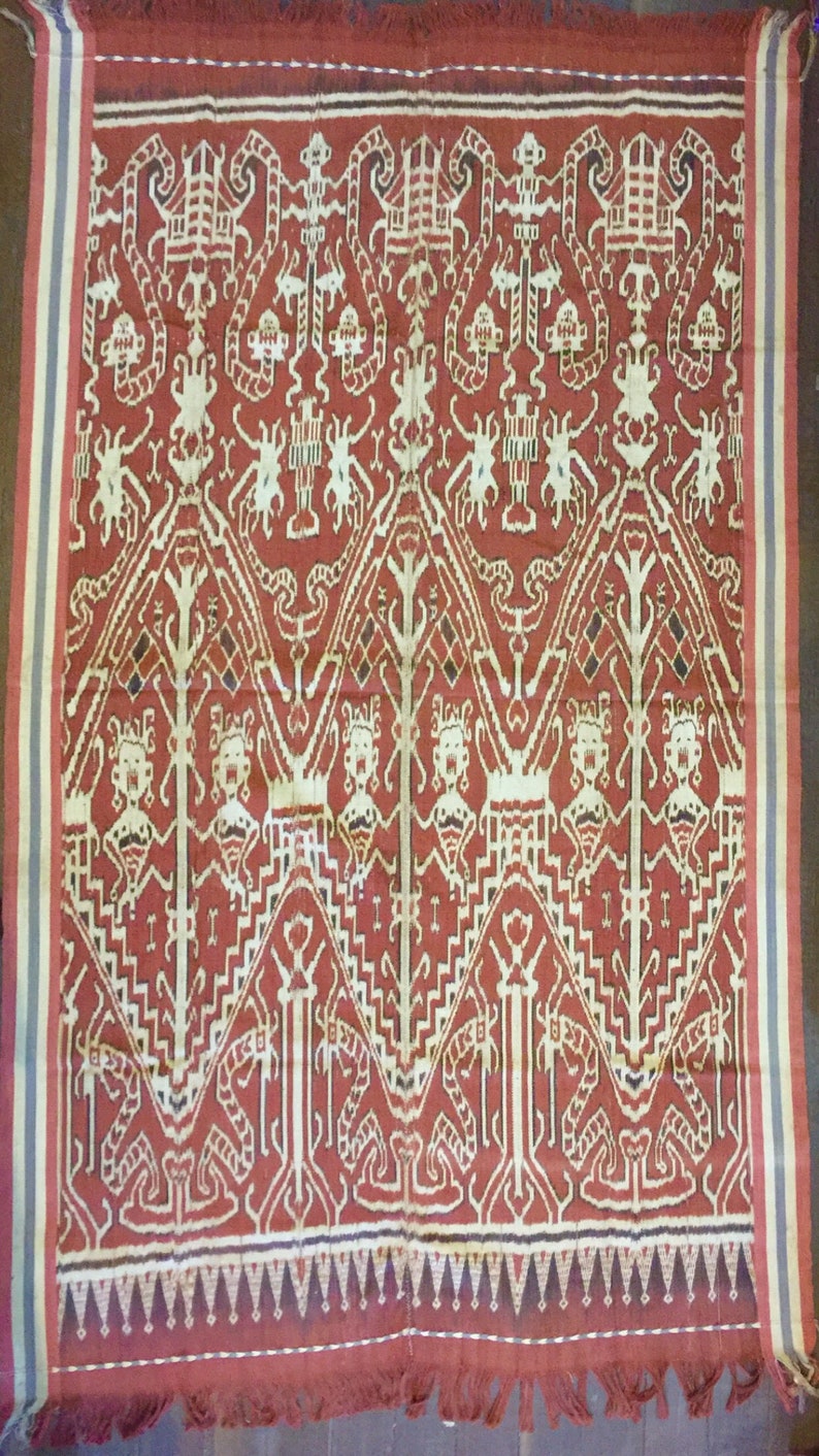 P003 Awesome Dayak Iban Charm Ritual Old Pua Kumbu Ikat Sarawak Borneo ...