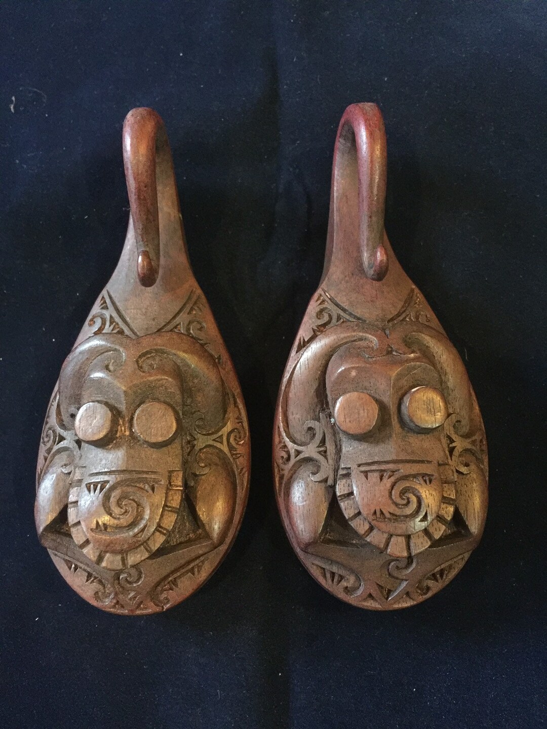 DE02# Dayak Traditional Wooden Earring Piercing Stud Kalimantan Borneo ...