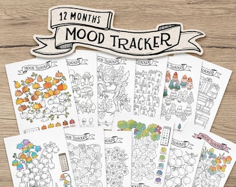 Monthly Mood Tracker Planner Printables Bullet Journal Mood - Etsy