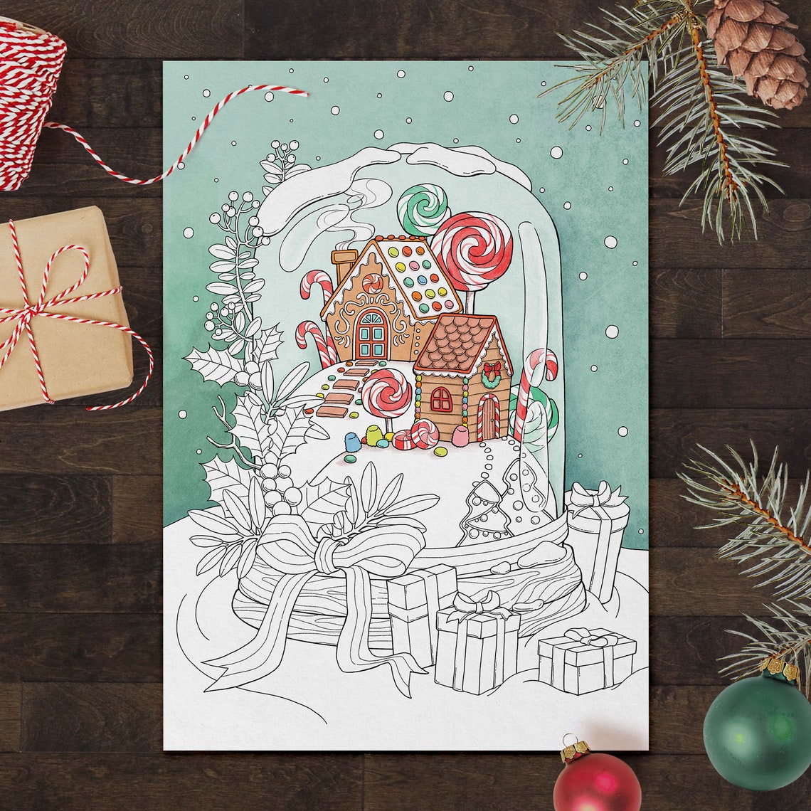 Printable Winter Coloring Page Christmas Snow Globe Coloring - Etsy