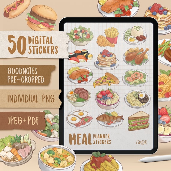Digital Food Stickers for Goodnotes Daily Planner Bullet - Etsy
