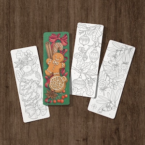 Digital Coloring Bookmarks - Set of 12 Printable Bookmarks, Winter ...