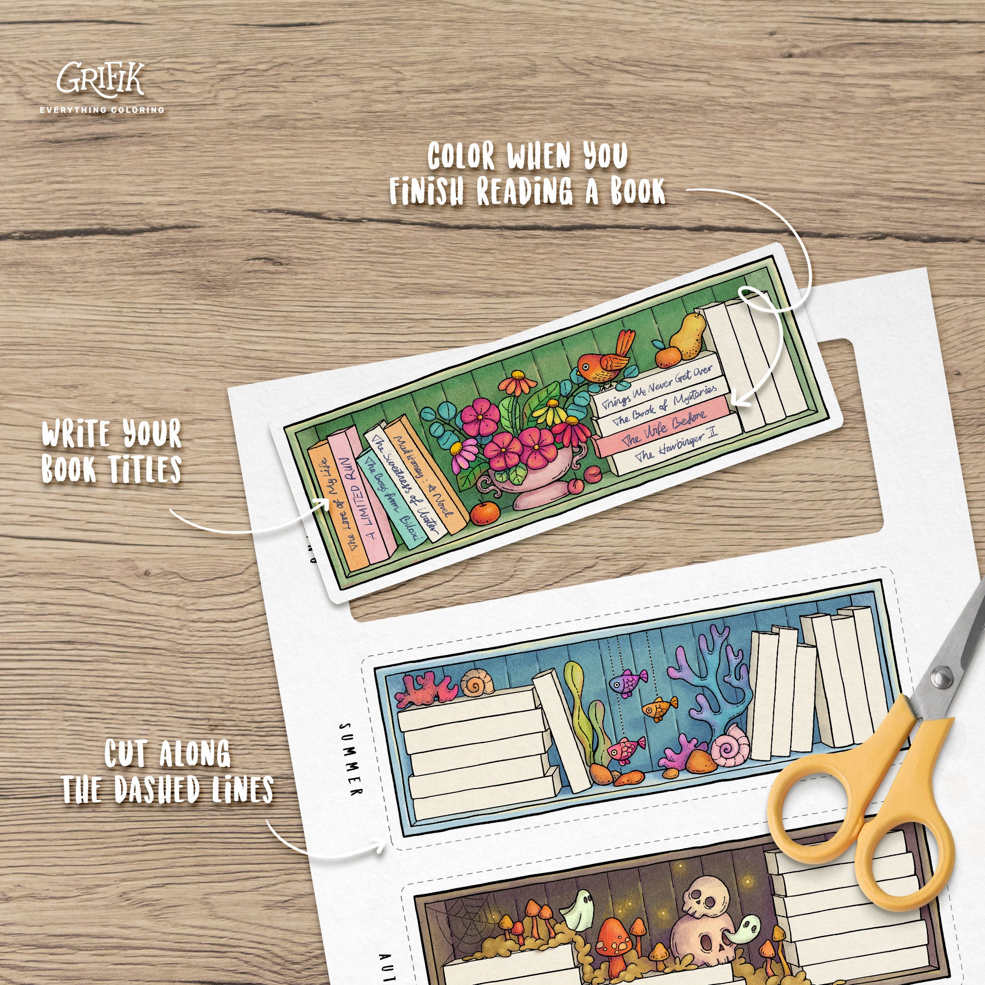 Four Seasons Bookshelf Bookmark Set: Reading Tracker (digital Download ...