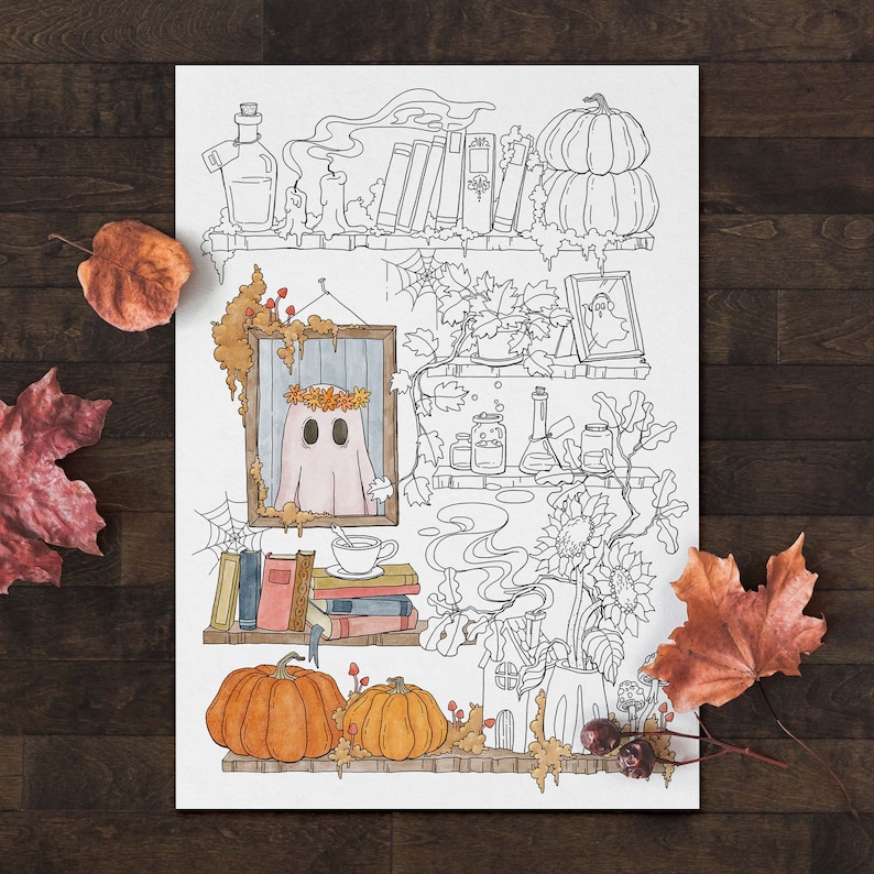 Printable Halloween Coloring Pages Digital Autumn Coloring - Etsy