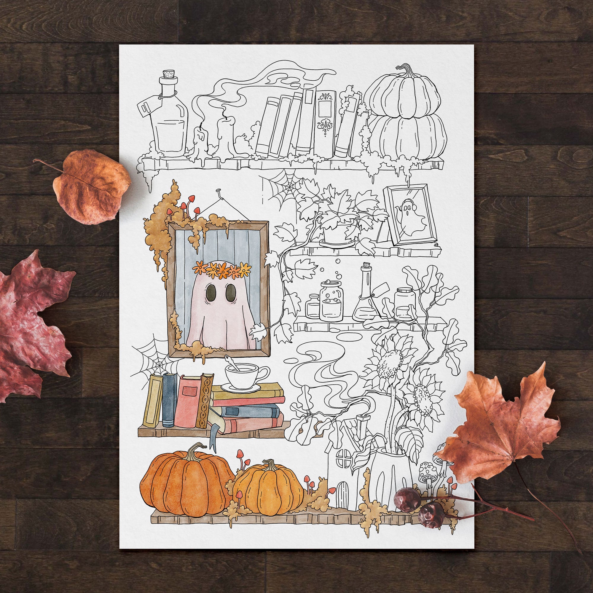 Printable Halloween Coloring Pages Digital Autumn Coloring - Etsy