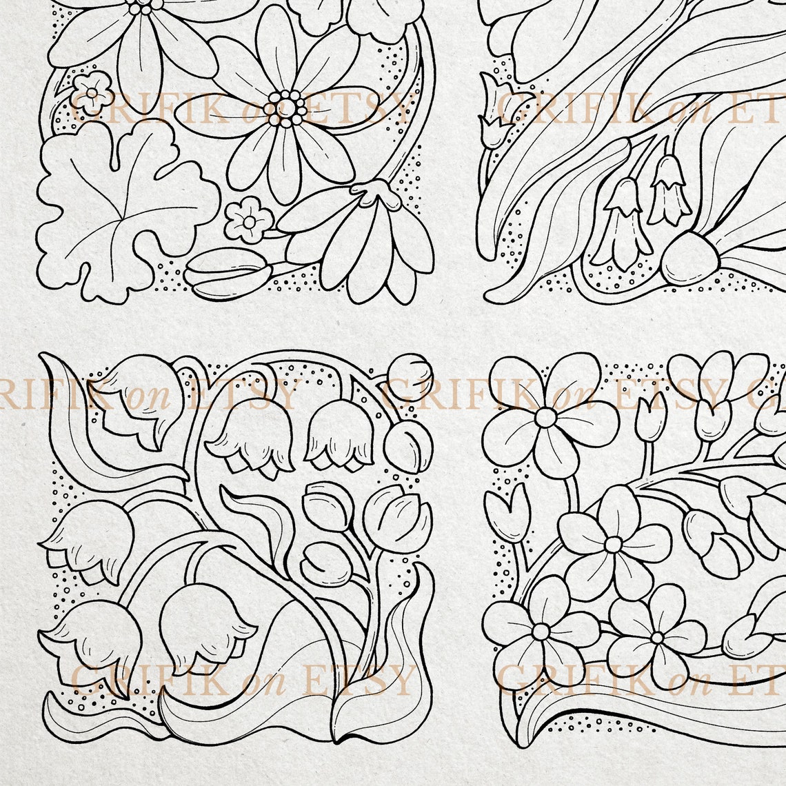 Floral Spring Coloring Page: Adult Printable (digital Download) - Etsy