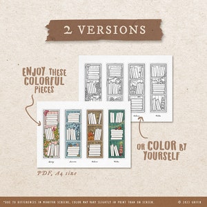 Printable Bookmark Book Tracker, Set of 4 Downloadable Bookmarks, Four ...