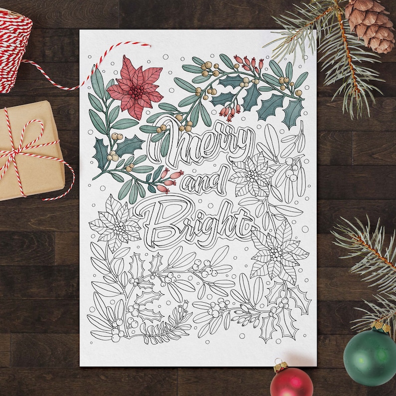 Printable Winter Coloring Page, Christmas Coloring Page, Digital ...