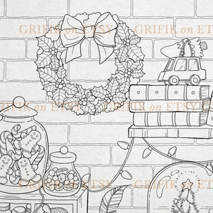 Printable Winter Coloring Page Christmas Gift Wrapping - Etsy