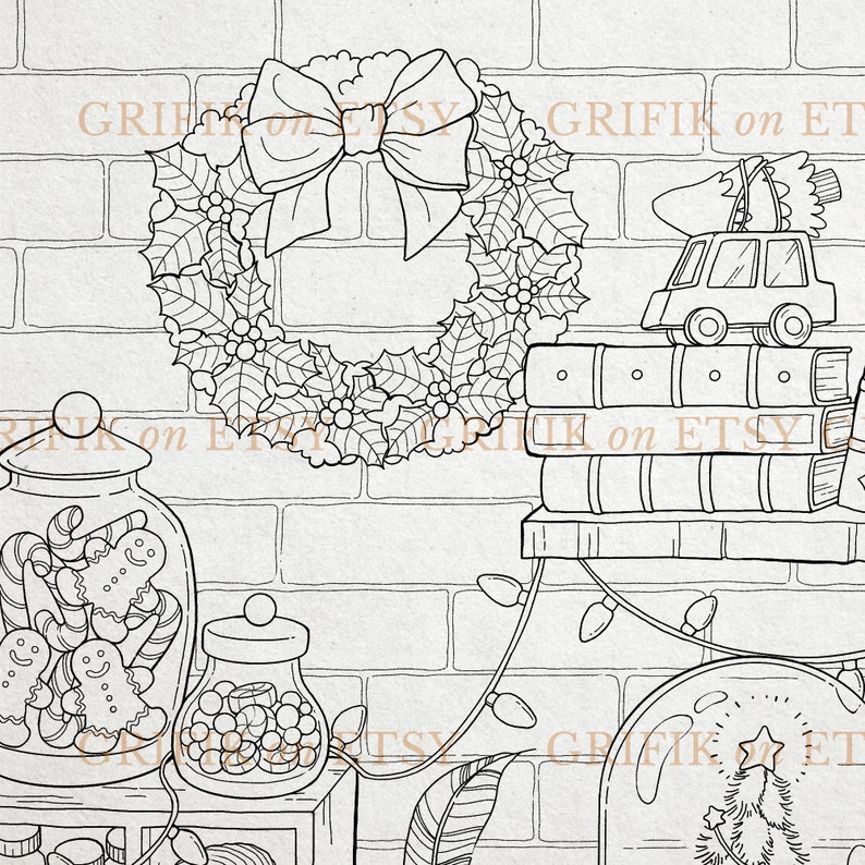 Printable Winter Coloring Page Christmas Gift Wrapping - Etsy