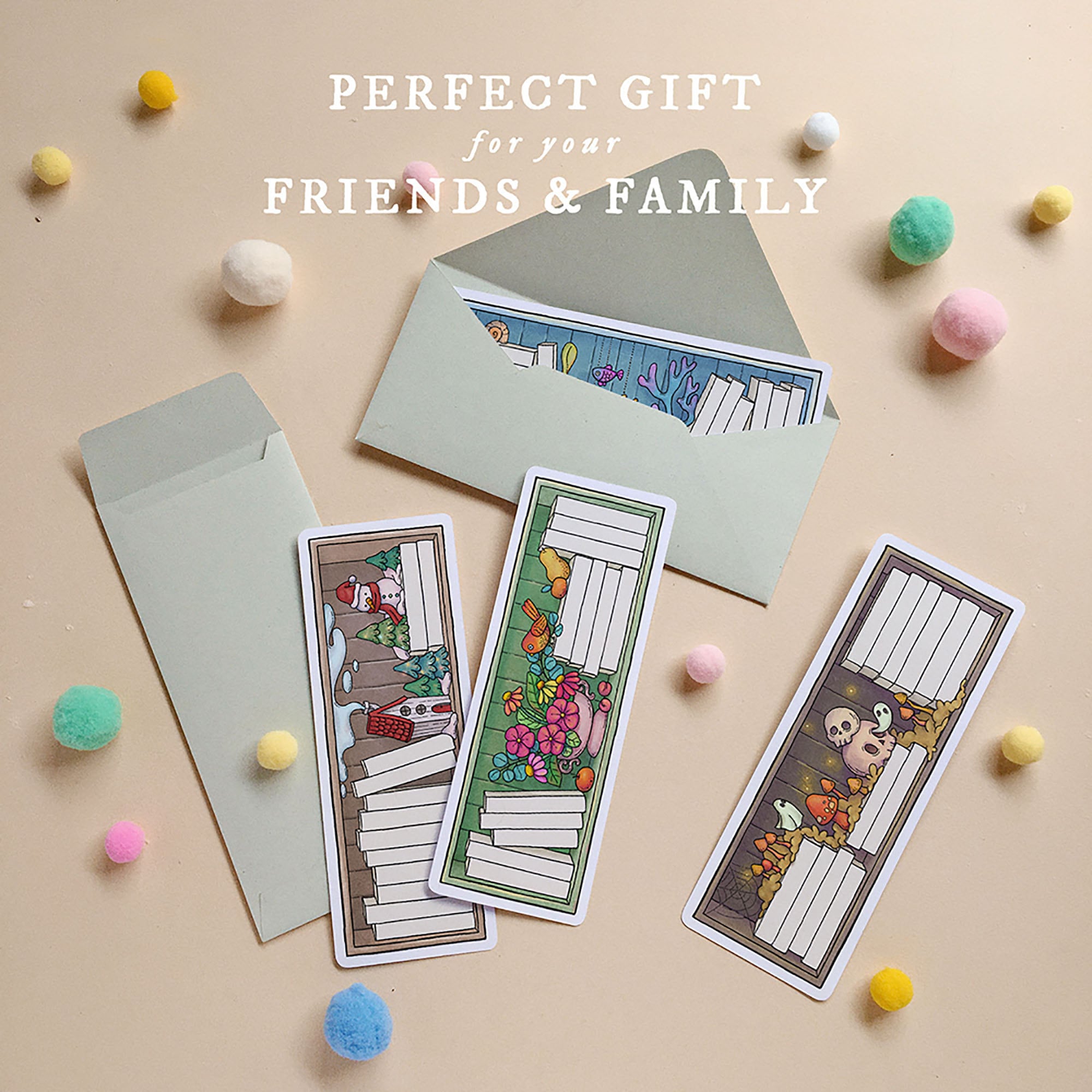 Four Seasons Bookshelf Bookmark Set: Reading Tracker (digital Download ...