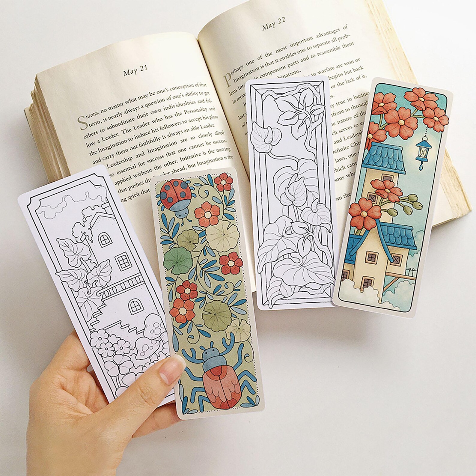 Flying Town Coloring Bookmarks: Set of 16 Printable Designs (PDF ...
