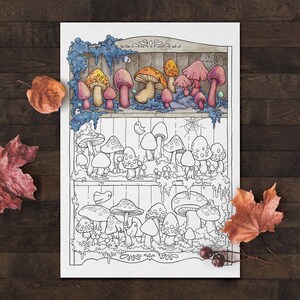 Mushroom Halloween Coloring Page: Spooky Season Activity (digital ...