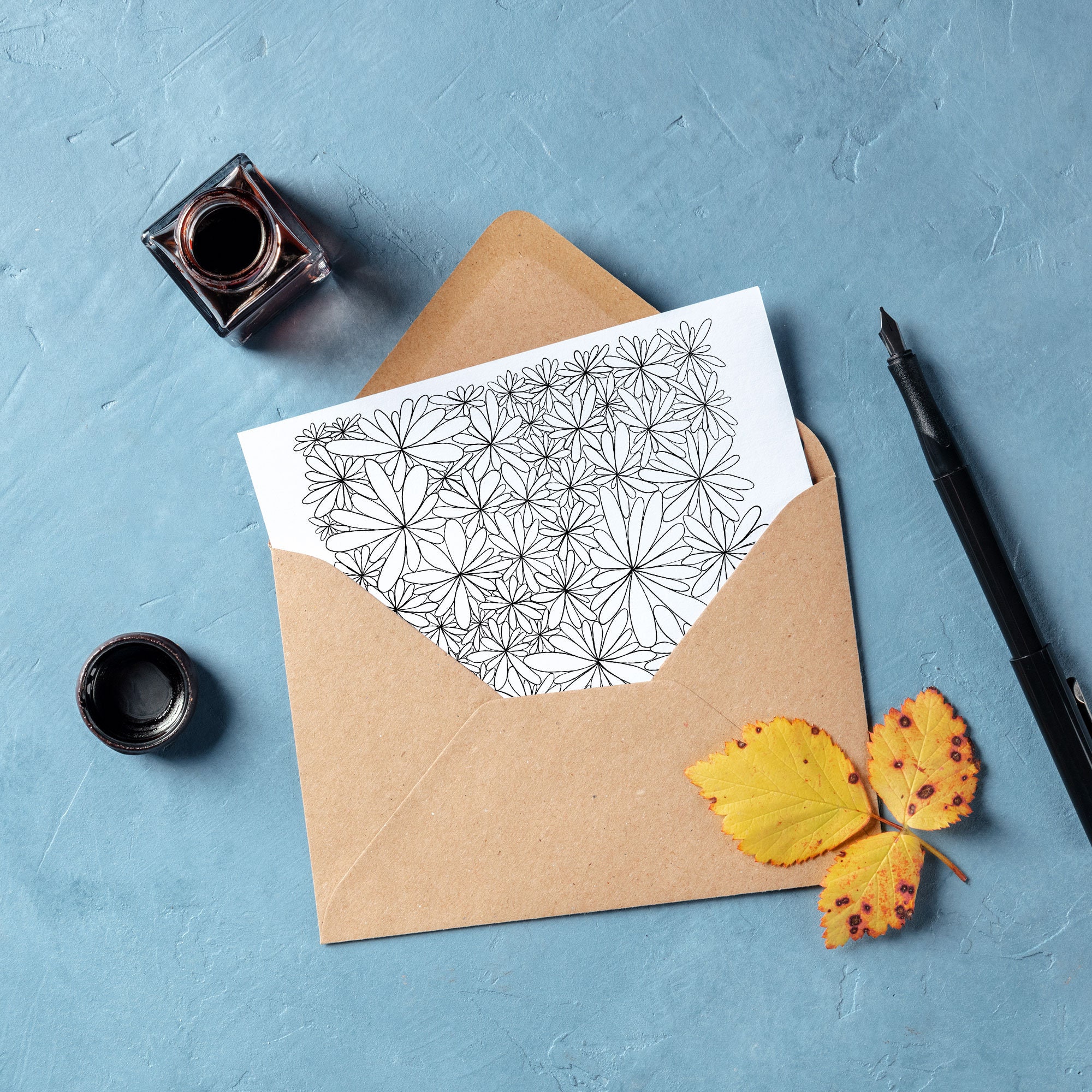 Printable Gerbera Pattern Coloring Page Digital Floral Etsy