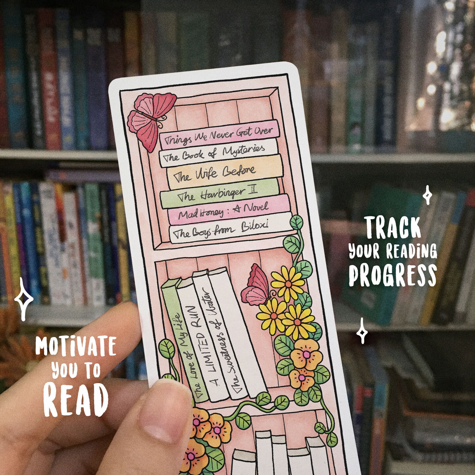Four Seasons Bookshelf Bookmark Set: Reading Tracker (digital Download ...