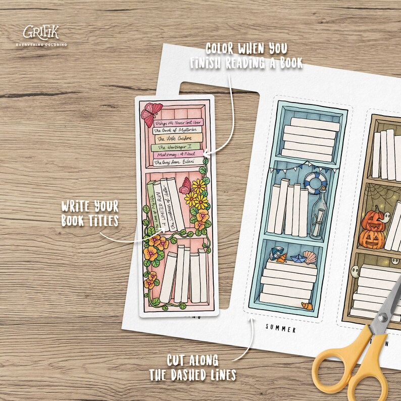 Four Seasons Bookshelf Bookmark Set: Reading Tracker (digital Download ...
